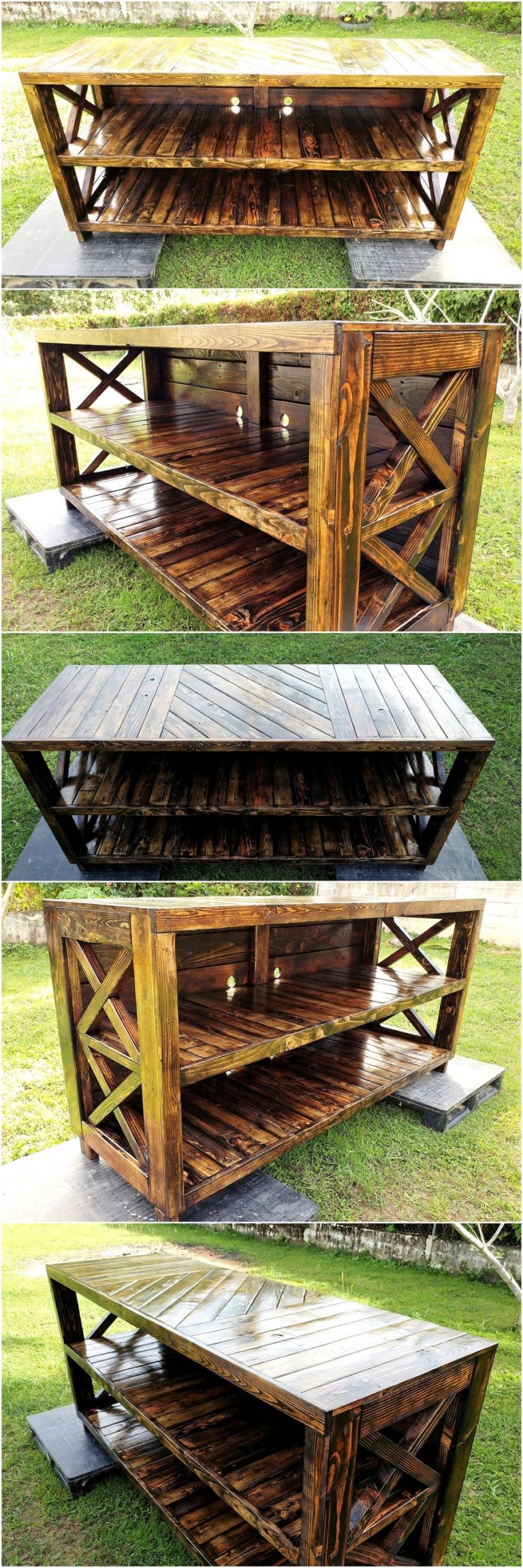 Recycled Wooden Pallets Entertainment Center | Pallet Ideas