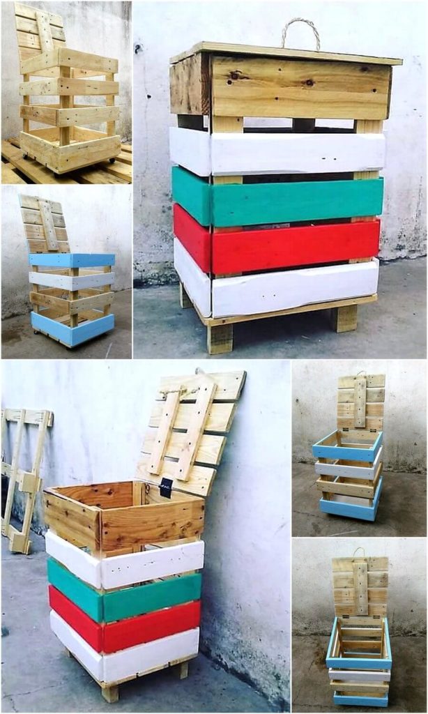 Wood Pallets Reused Trash Can | Pallet Ideas