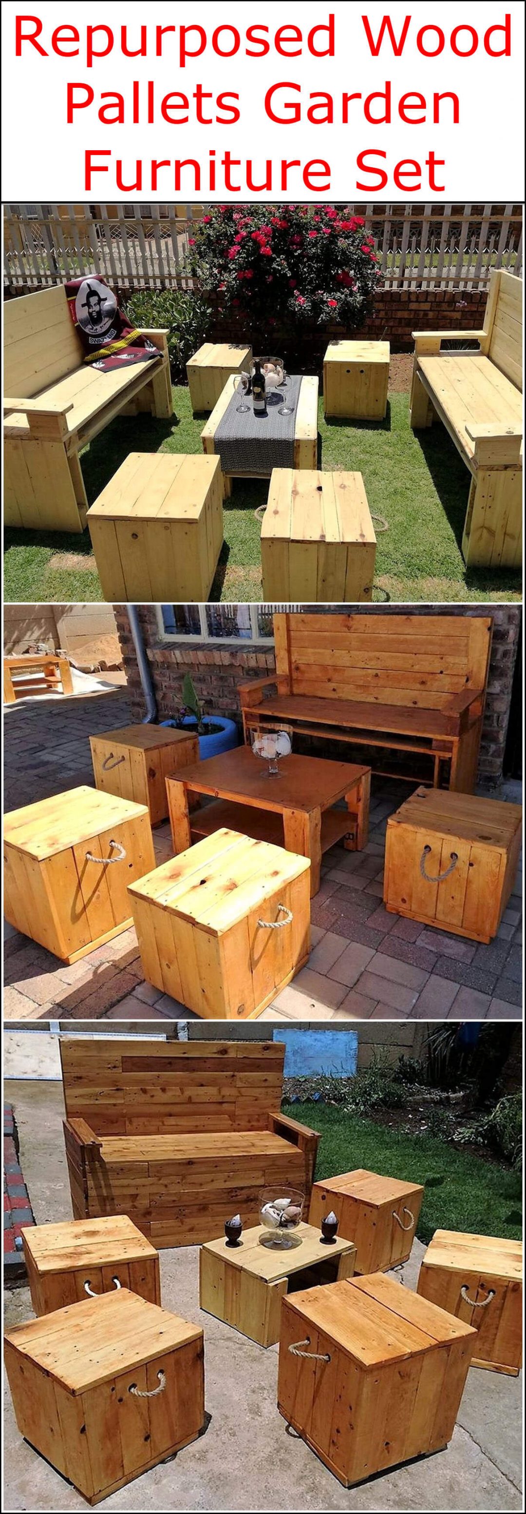 Repurposed Wood Pallets Garden Furniture Set | Pallet Ideas